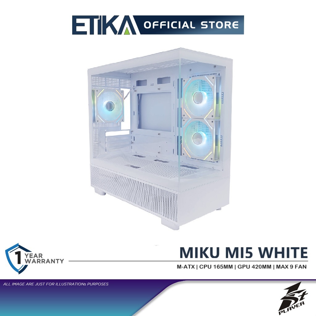1st Player MIKU Mi5 White | Micro ATX Double Sided Tempered Glass ...