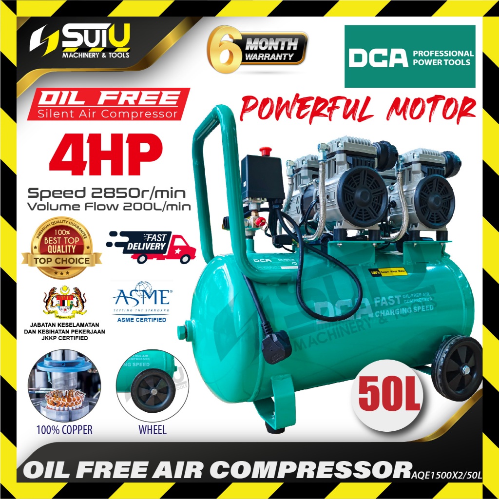 [ASME CERTIFIED] DCA AQE1500X2/50L / AQE1500X250L 50L Oilless / Oil ...