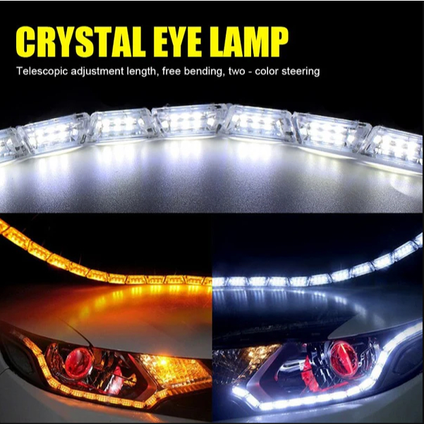 2Pcs Crystal Tear LED Running Strip Light Car Signal Flowing Headlamp ...