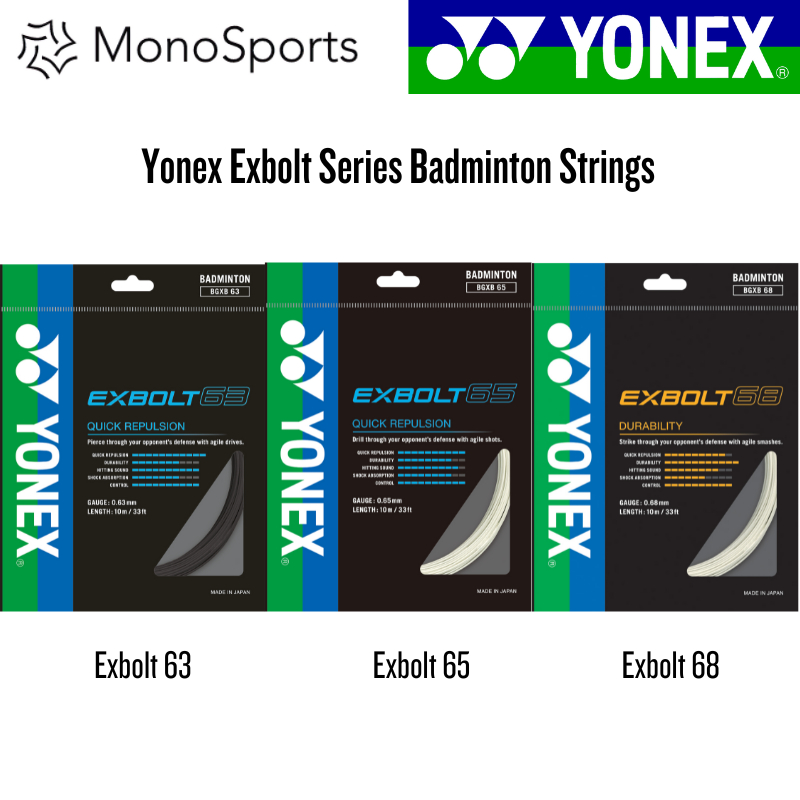 Monosports Yonex Exbolt Series Badminton Strings [ Exbolt63 / Exbolt65 ...