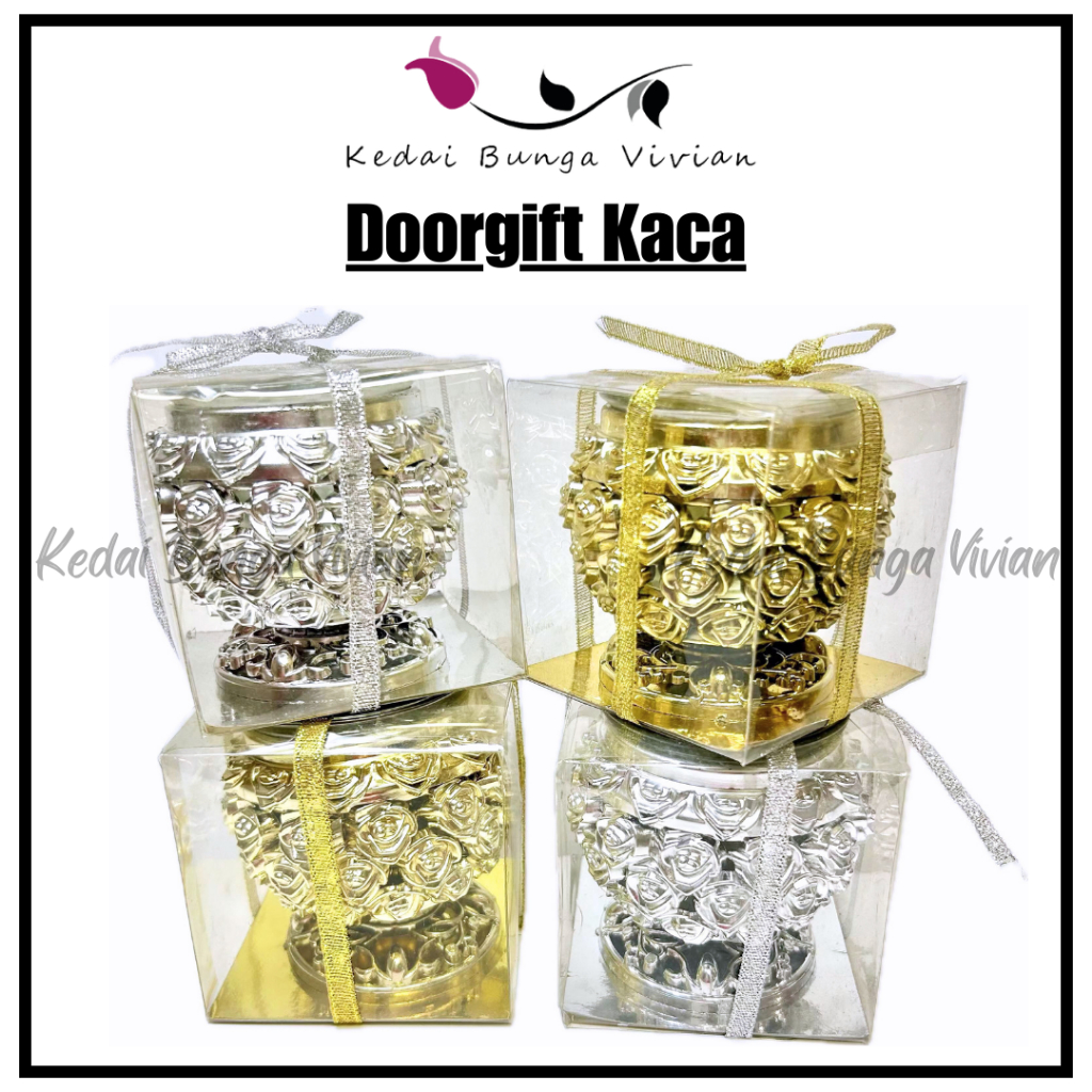 Doorgift Kaca Bulat Rose| Cawan Doorgift Gold Emas/ SIlver| Glassware ...