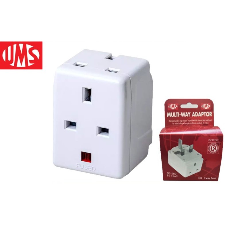 UMS 3 Way Adaptor MA313 Plug Kepala Tiga Extension Plug Tiga Cabang ...