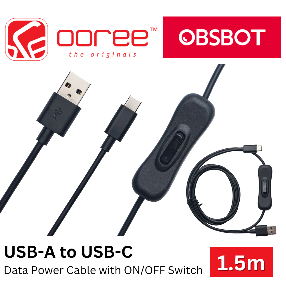 OBSBOT USB-A TO USB-C DATA POWER CABLE WITH ON/OFF SWITCH FOR DATA ...