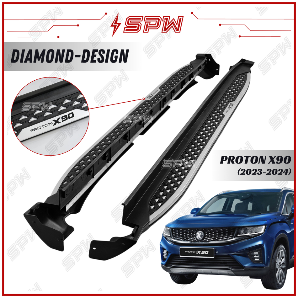 Proton X90 X-90 (2023-2024) DIAMOND Running Board 4" Side Step Nerf Bar ...