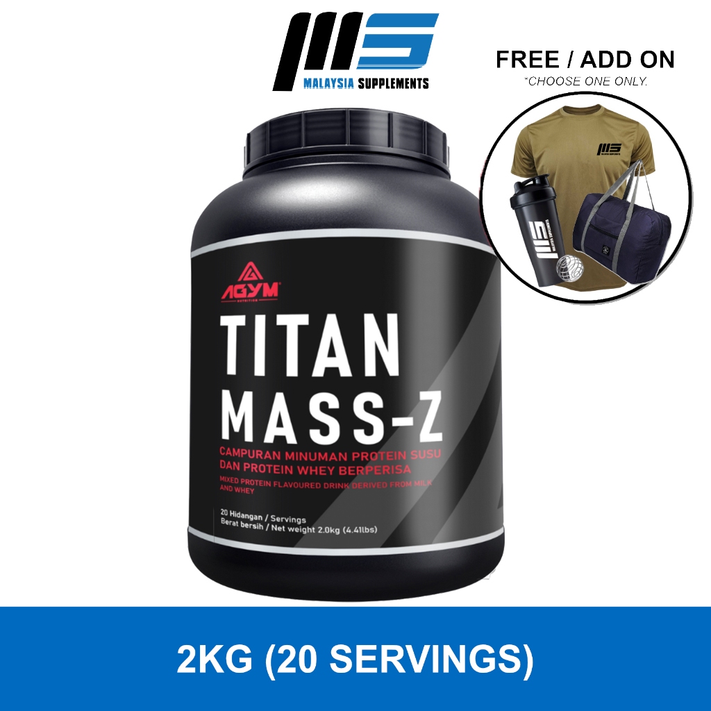 Agym Nutrition Titan Mass, 2kg [FREE GIFT] - HALAL Weight Gainer, USN ...