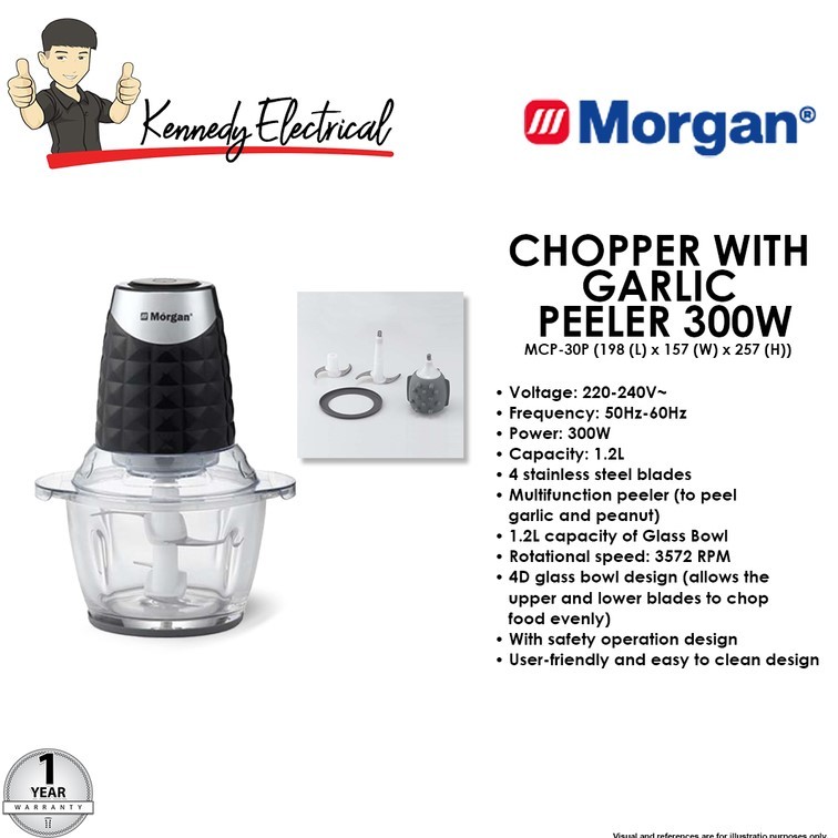 Morgan 1.2L Chopper with Garlic Peeler 300W MCP-30P | Shopee Malaysia