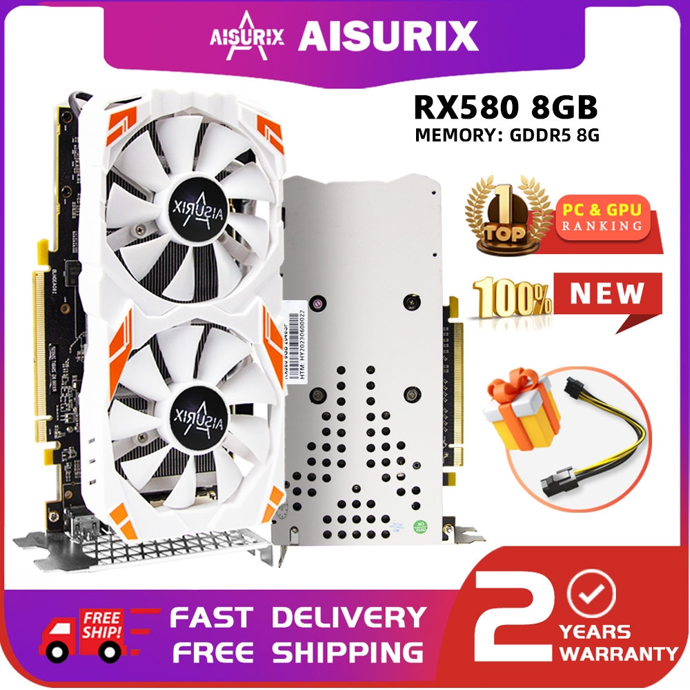 AISURIX RX580 8G Graphics Card Video Card GDDR5 AMD Radeon Computer GPU For Gaming Work Office ...