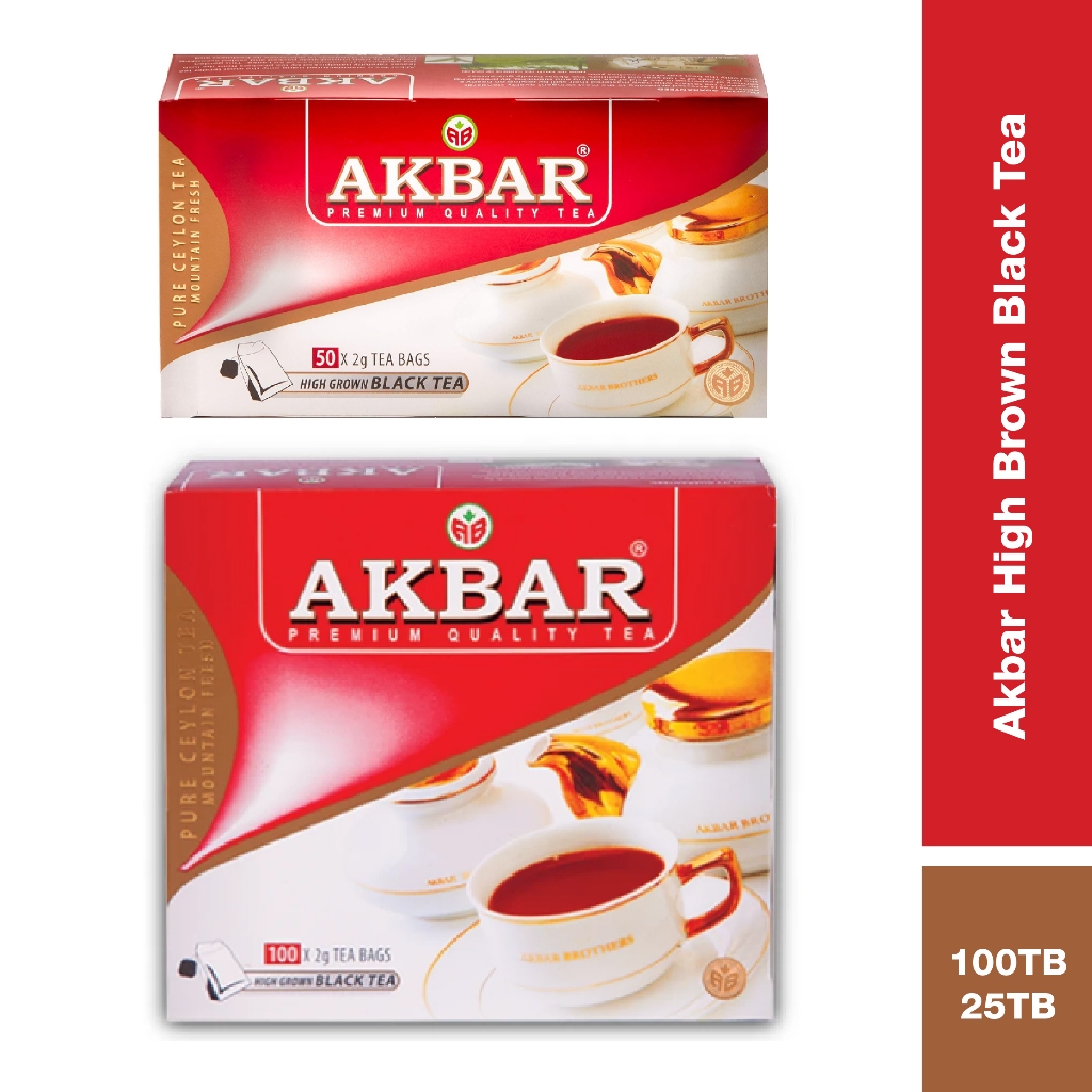 Akbar Tea Pure Ceylon Premium Black Tea Red and White (100 TB / 25 TB ...