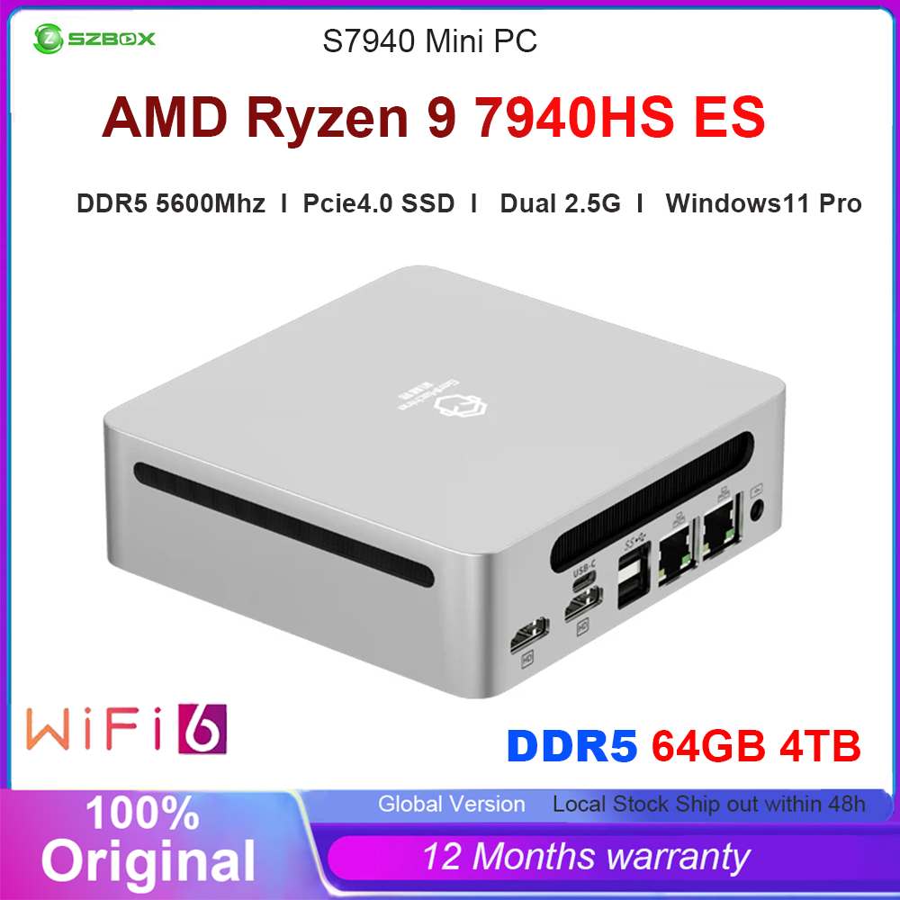 SZBOX MINI PC AMD R5 6600H ES R9 7940HS ES WIFI6 BT5.2 Dual Channel ...