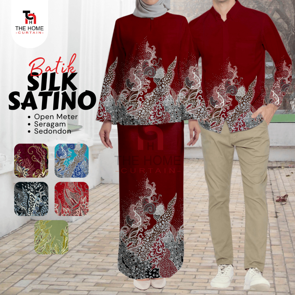 SATINO Kain Batik Silk (P2) Becorak Jualan Meter & Pasang 5 Design ...