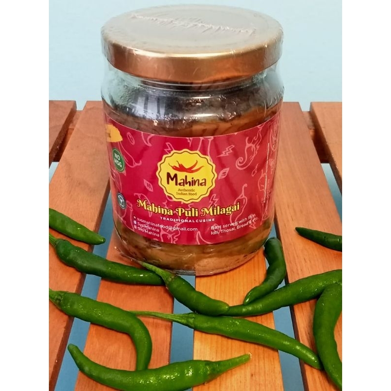 Home Made Vegetarian Puli Milagai/Tamarind Green Chili Pickles ...