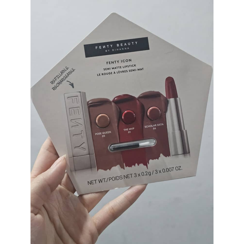 FENTY BEAUTY FENTY ICON Semi Matte Lipstick Sample Card with Mini Brush ...