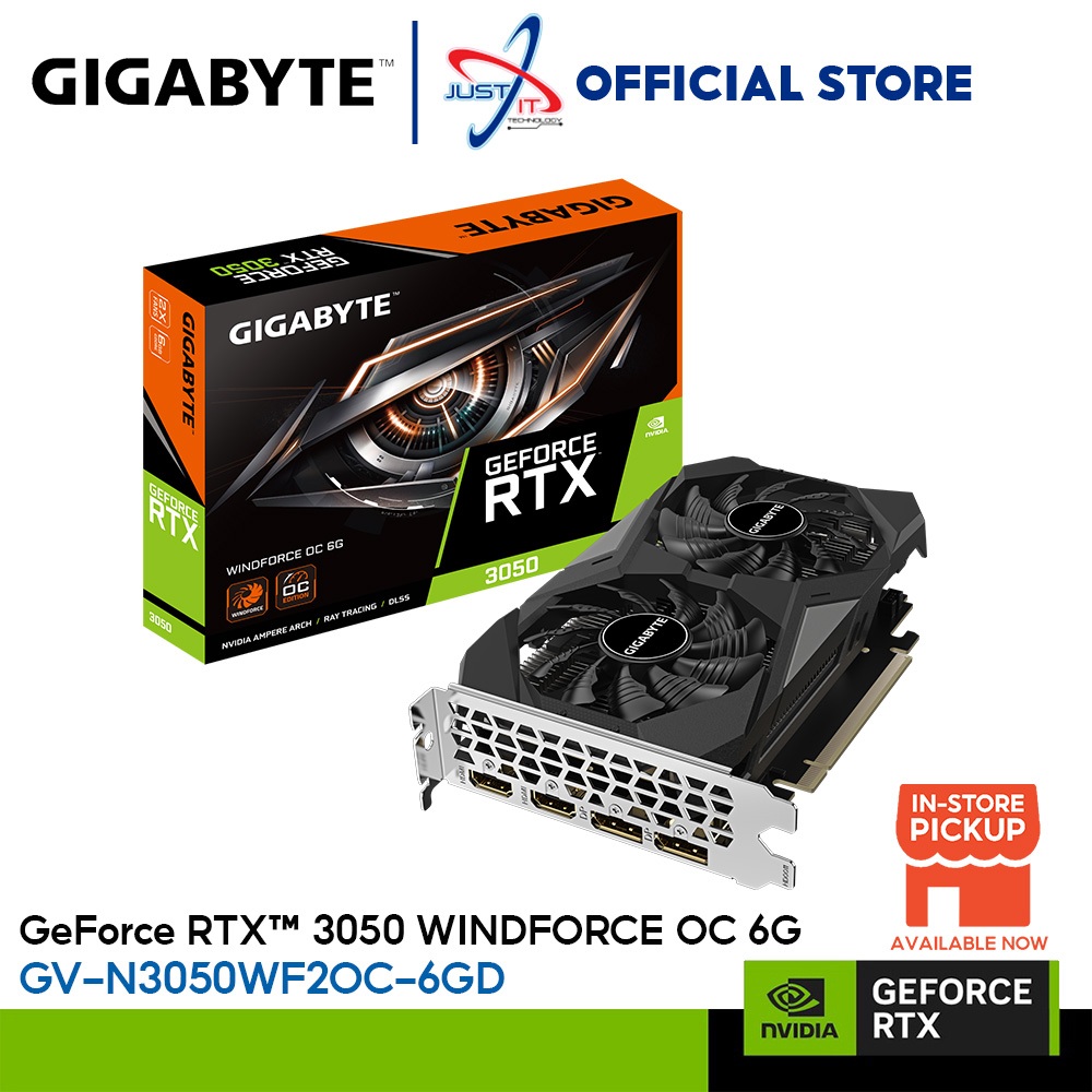 GIGABYTE RTX3050 WINDFORCE V2 OC 6GB DDR6 GRAPHICS CARD ( GV ...