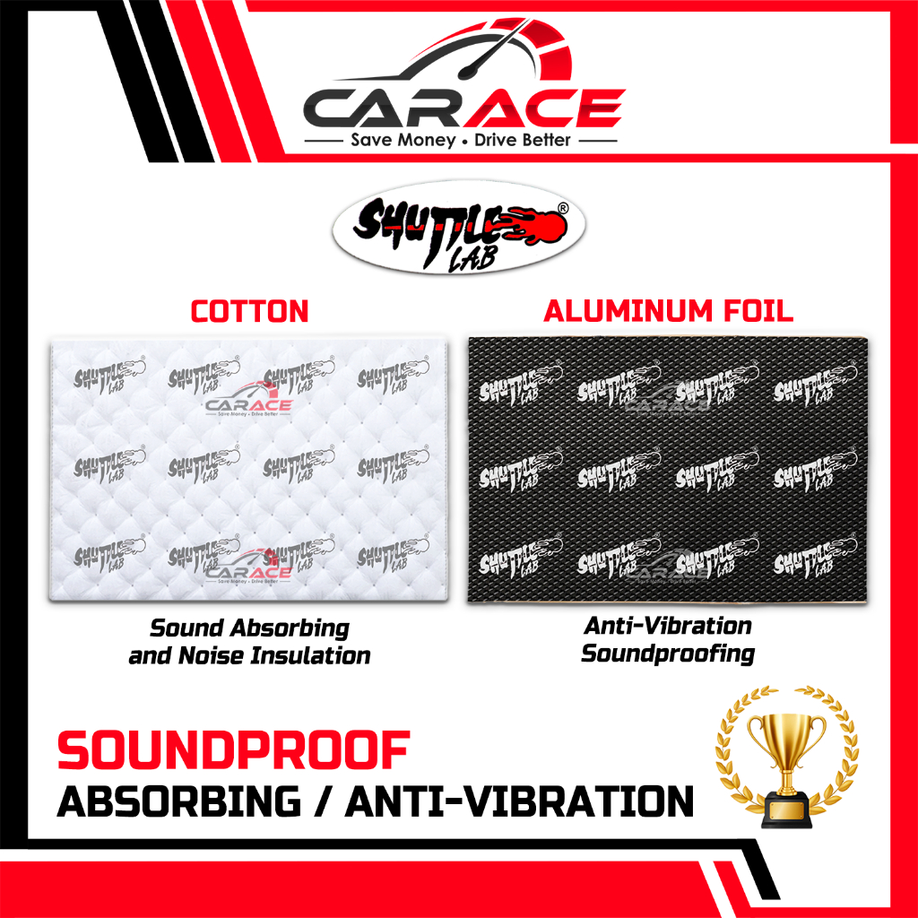 SHUTTLE LAB Soundproof Gold Aluminum Car Sound Proofing Noise Proof Mat ...