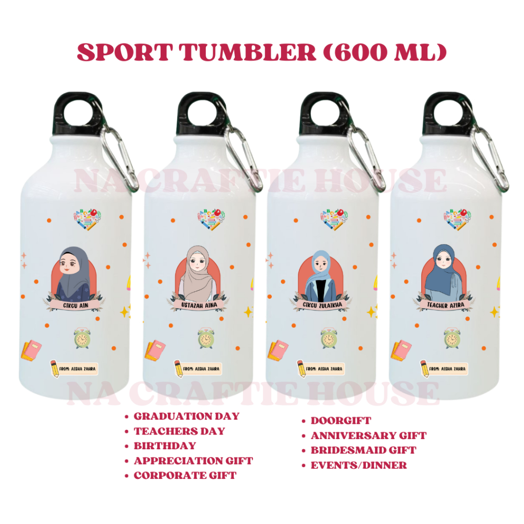 SPORT FLASK ALUMINIUM 600ML - CUSTOM DESIGN, GRADUATION, TEACHERS DAY ...