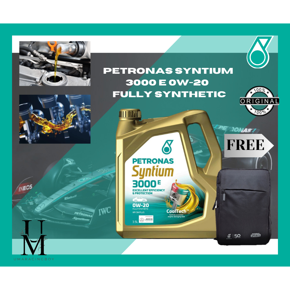 PETRONAS Syntium 3000 E 0W-20 Fully Synthetic Engine Oil API SN+ (3.5L ...