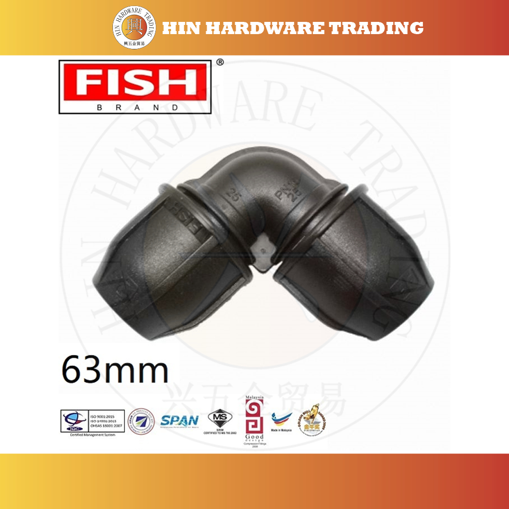 Brand Fish PP Push Fit PolyPropylene PN16 Compression Fittings 63mm ...