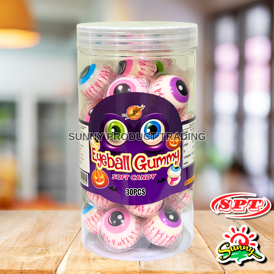 30pcs VitaFoodz Brand Eyeball Gummy Soft Candy Gula-Gula Lembut Berbentuk Bola Mata 眼球形软糖 Halal ...