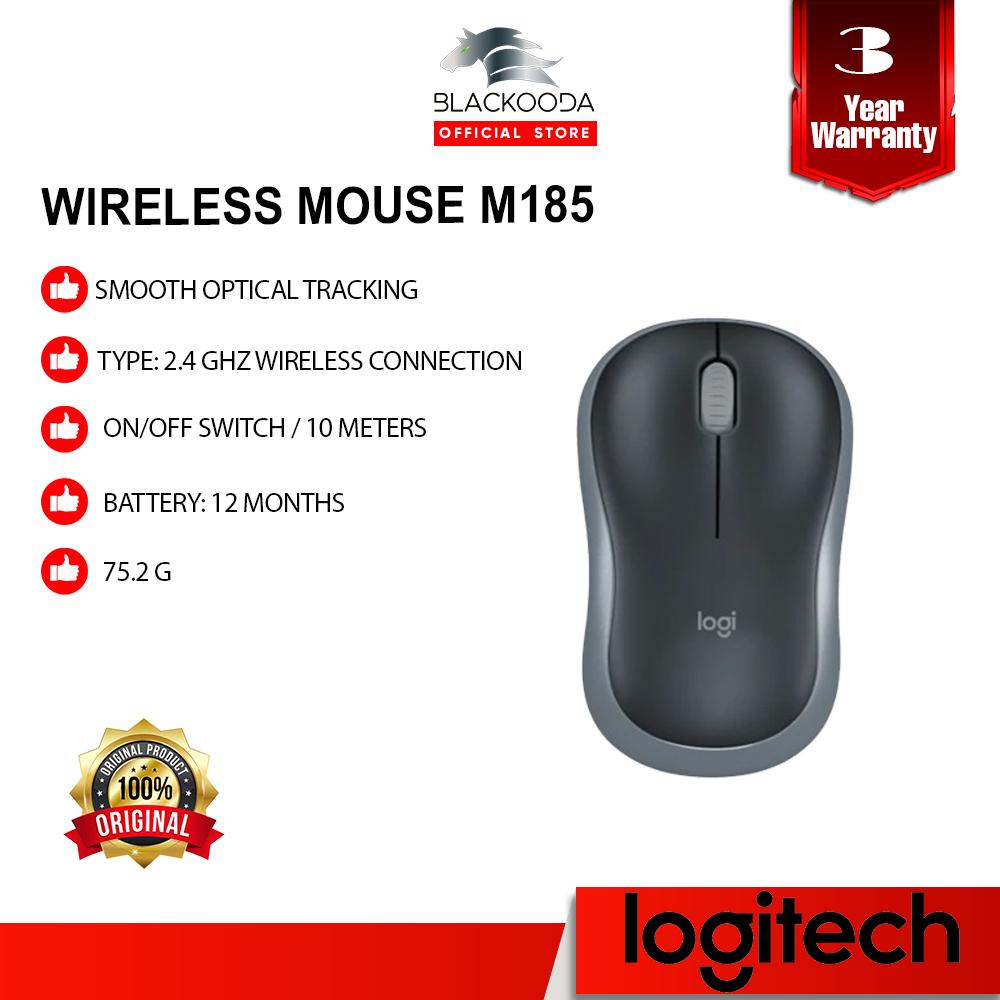 Logitech M185 Wireless Office Mouse ( GREY / RED / BLUE ) | Shopee Malaysia