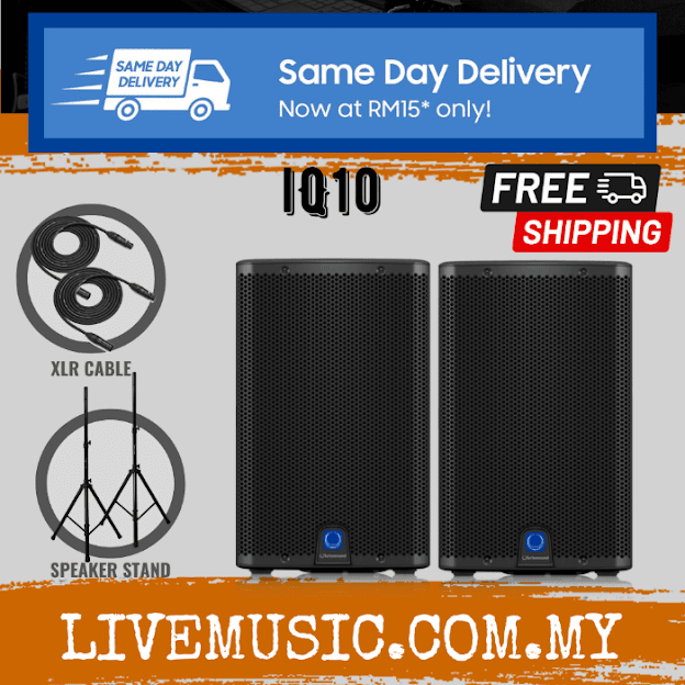 Turbosound iQ10 2500-Watt 10" Powered Speaker With Speaker Stand And ...