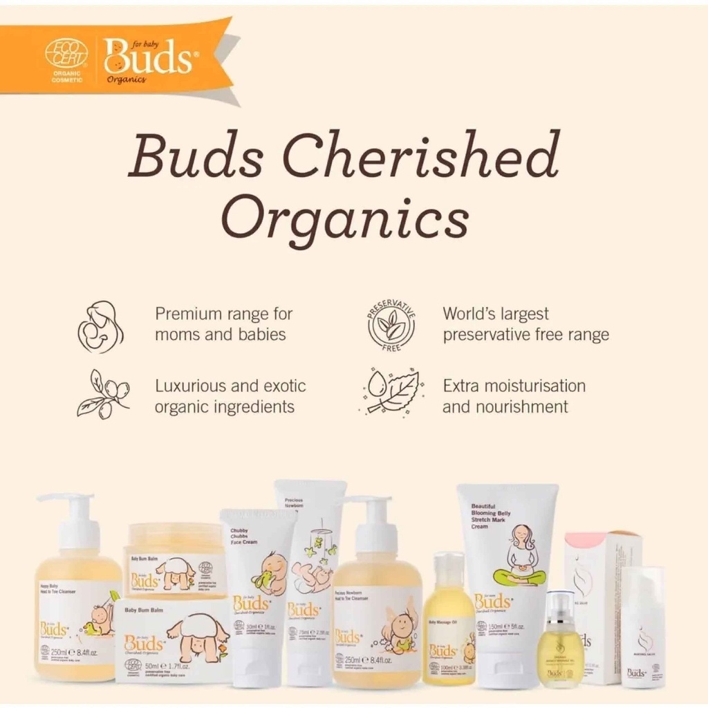 Buds Cherished Organics Baby Bum Balm / Baby Massage Oil / Happy Baby ...