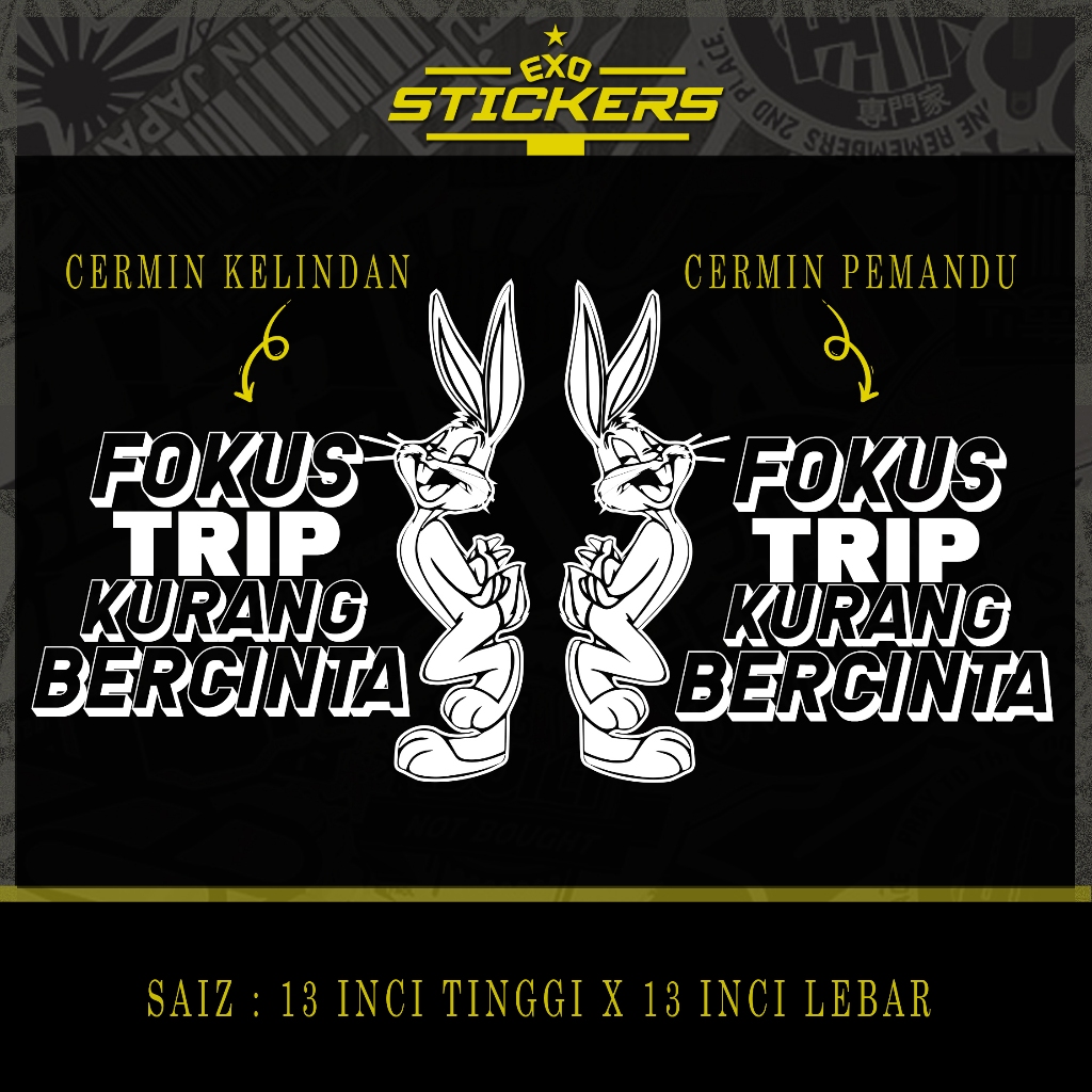 Sticker Bugs Bunny Fokus Trip sticker tampal luar tahan panas kalis air ...