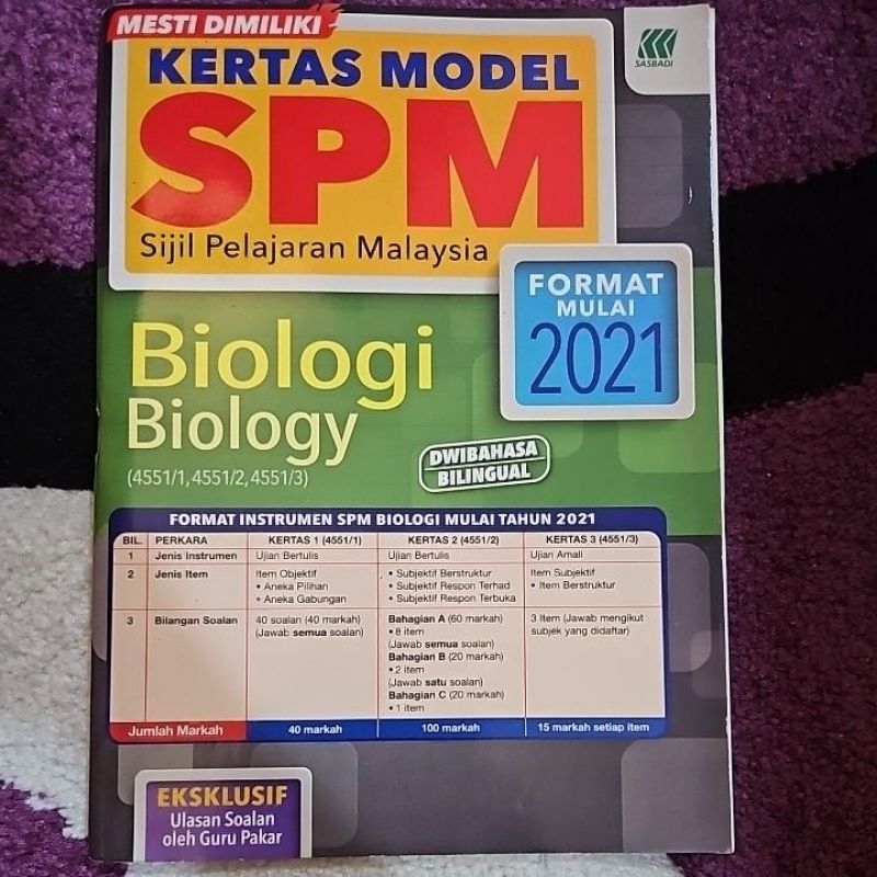 Kertas Model SPM Biologi 2021 [Dwibahasa] [SPM] [USED] | Shopee Malaysia