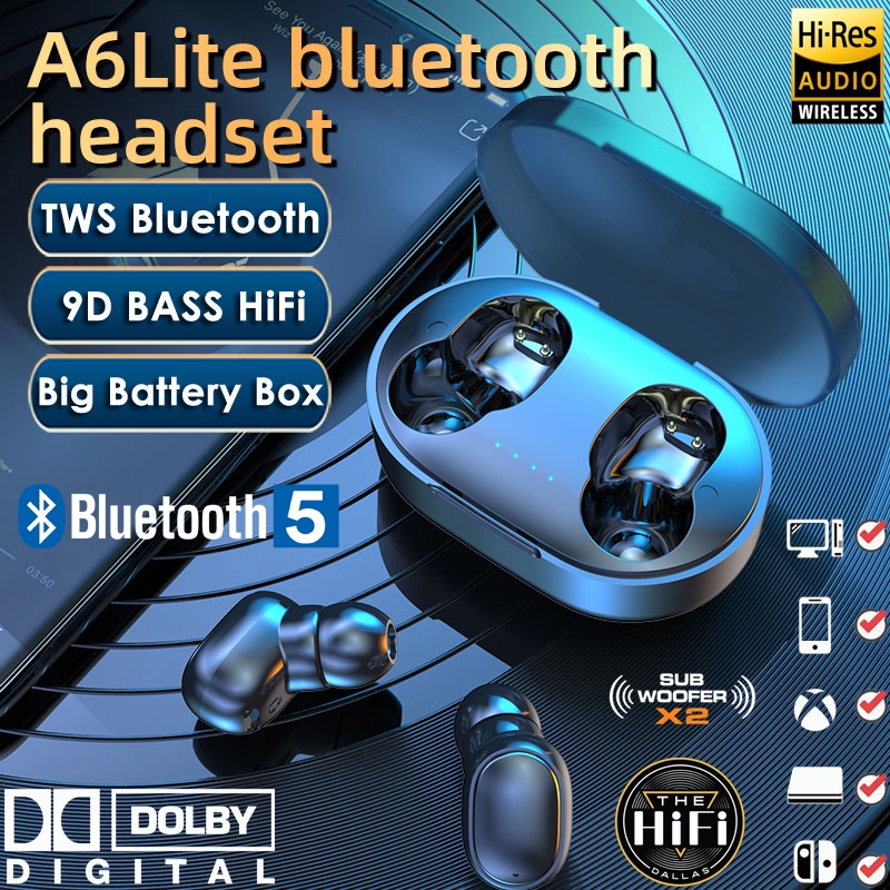 【BEST】TWS A6S Bluetooth Earphone HiFi Bluetooth 5.0 Wireless Earbuds Stereo Game Headset Fon ...