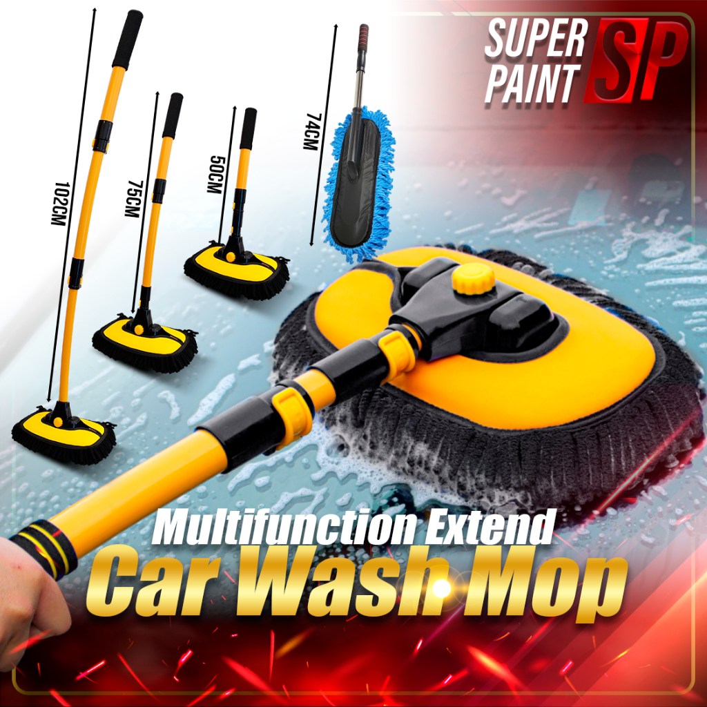 Adjustable Microfiber Chenille Car Wash Mop Three-Section Long Handle ...