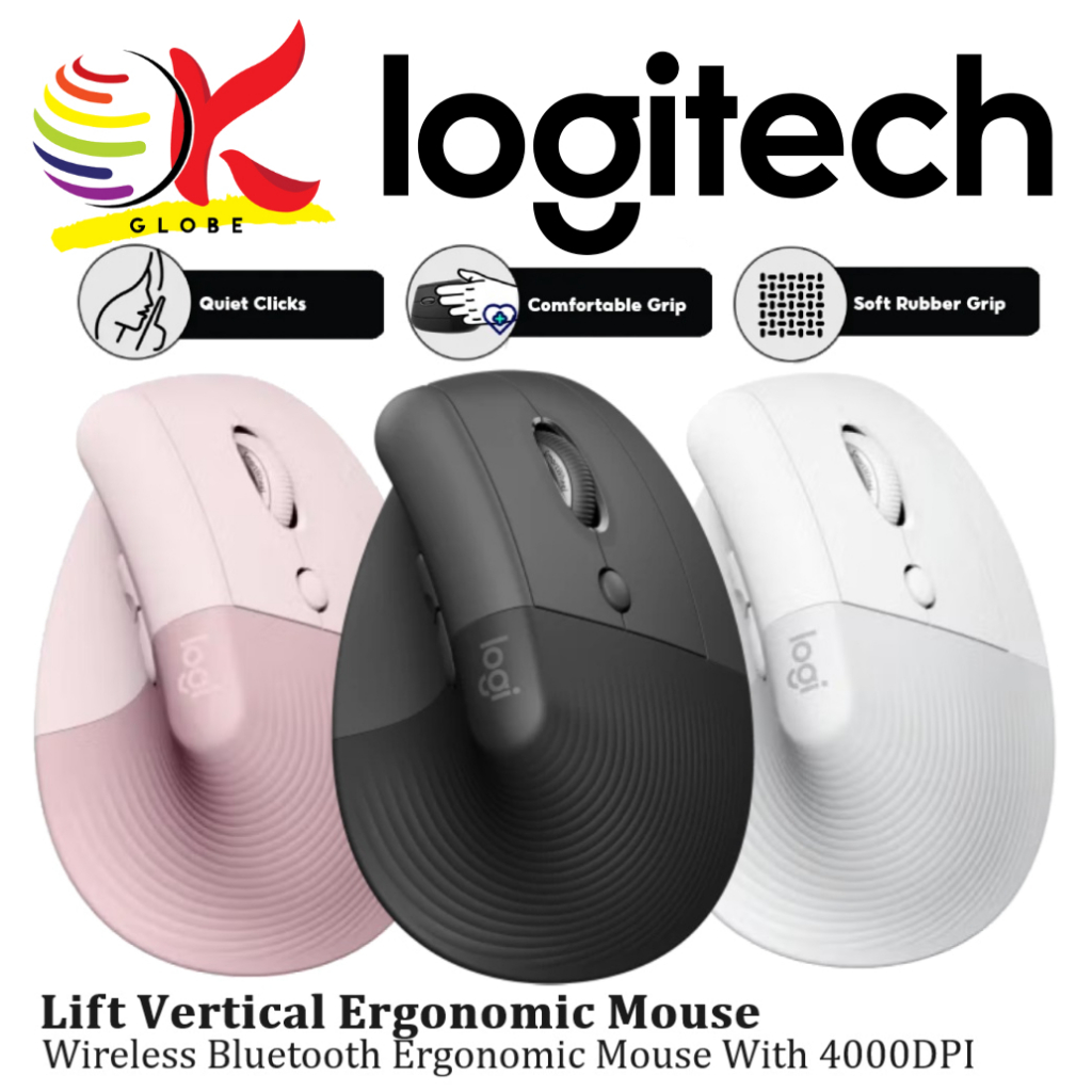 LOGITECH LIFT VERTICAL ERGONOMIC WIRELESS MOUSE WITH 2.4GH / BLUETOOTH ...