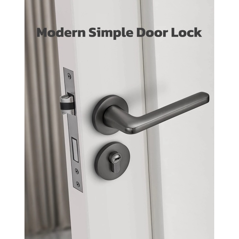 Aluminum Door Lock Set Tombol Pintu Rumah Tubular Lever Cylindrical ...