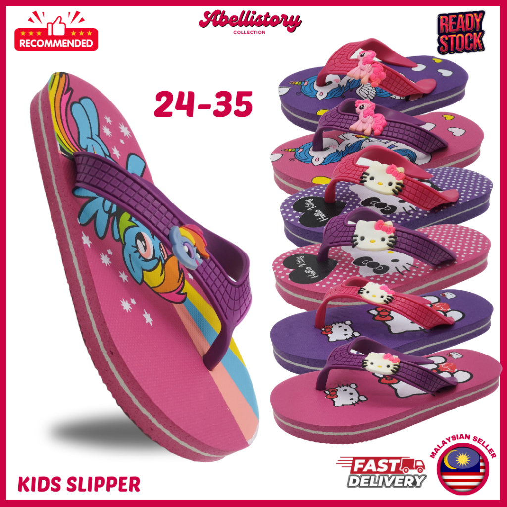 (Abellistory)Girls Cartoon Kids Slippers | Sandals Color | Selipar ...