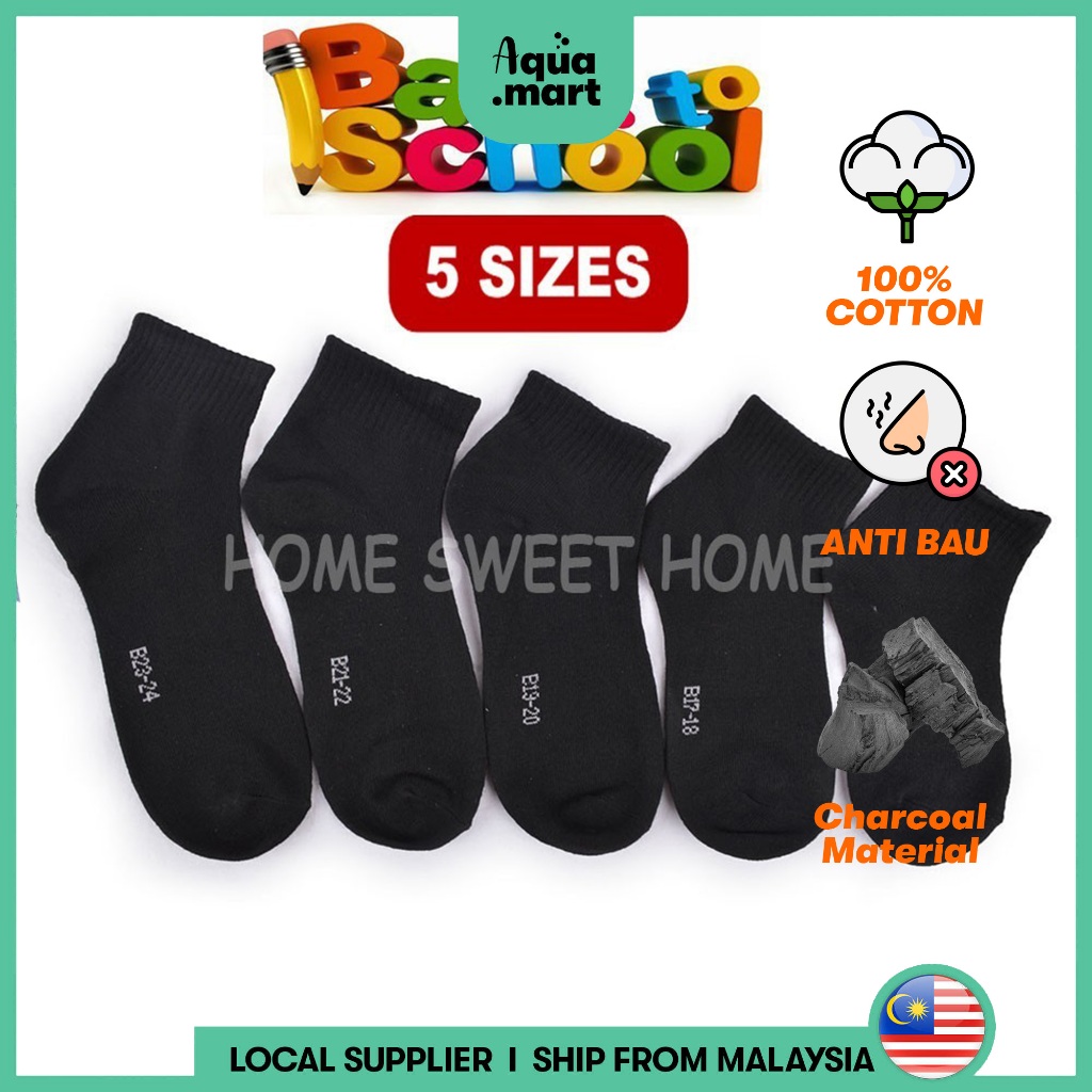 Stokin Kerja Hitam Working Black Socks 5 SIZES School Socks Black Umur ...