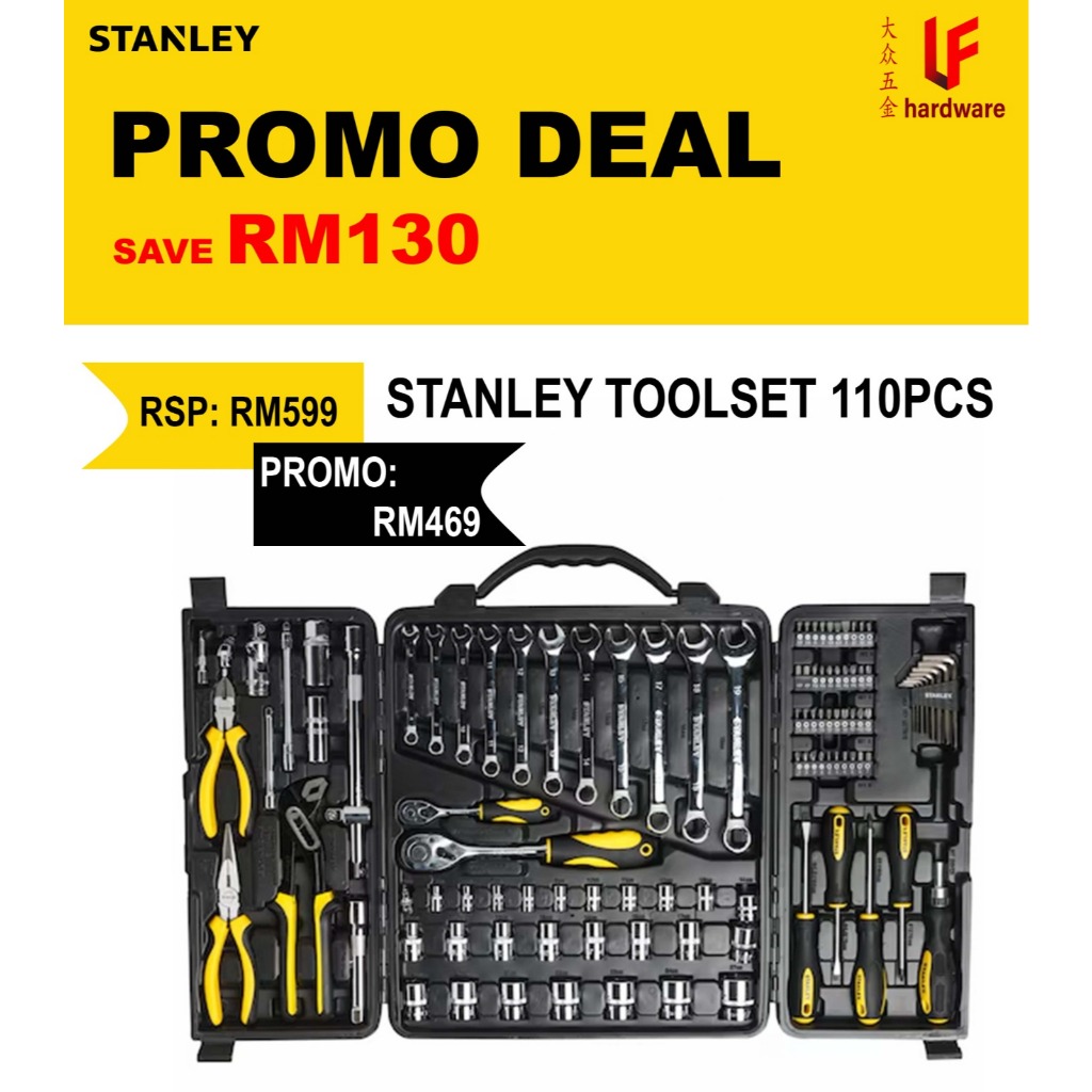 STANLEY STMT 81243-840 110pcs Stanley Tool Box Set Stanley Tool Set ...