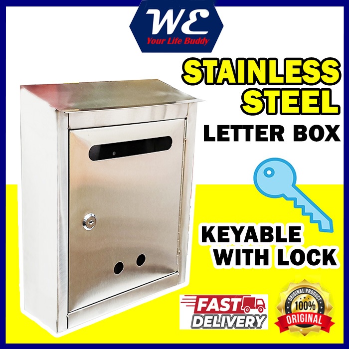 Stainless Steel Letter Box Keyable / Wall Mounted Solid Letter Box Peti ...