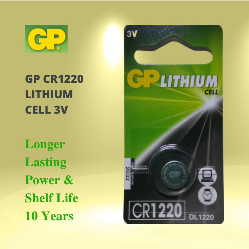 GP CR1220 Lithium Cell Battery 3V DL1220 电池 Bateri | Shopee Malaysia