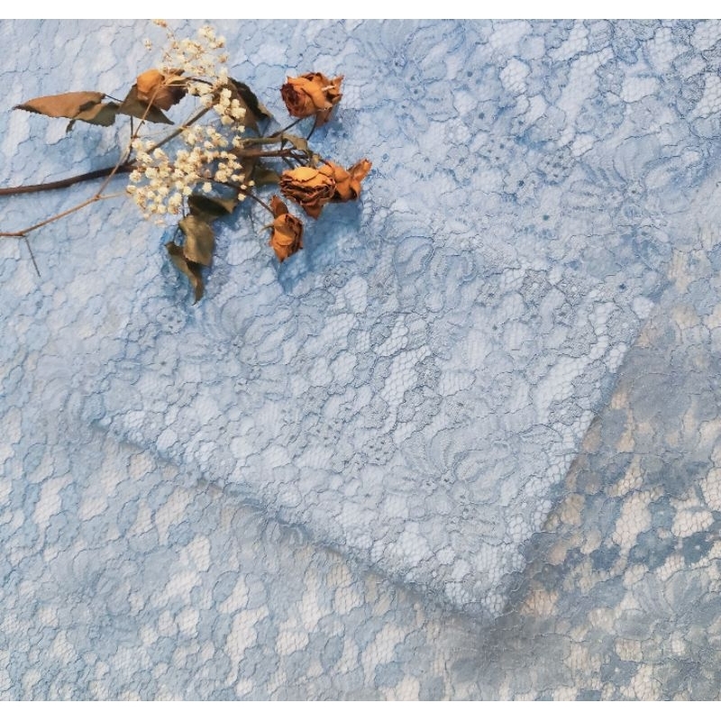 Kain Lace baby blue premium sesuai kebaya kurung moden songket | Shopee ...