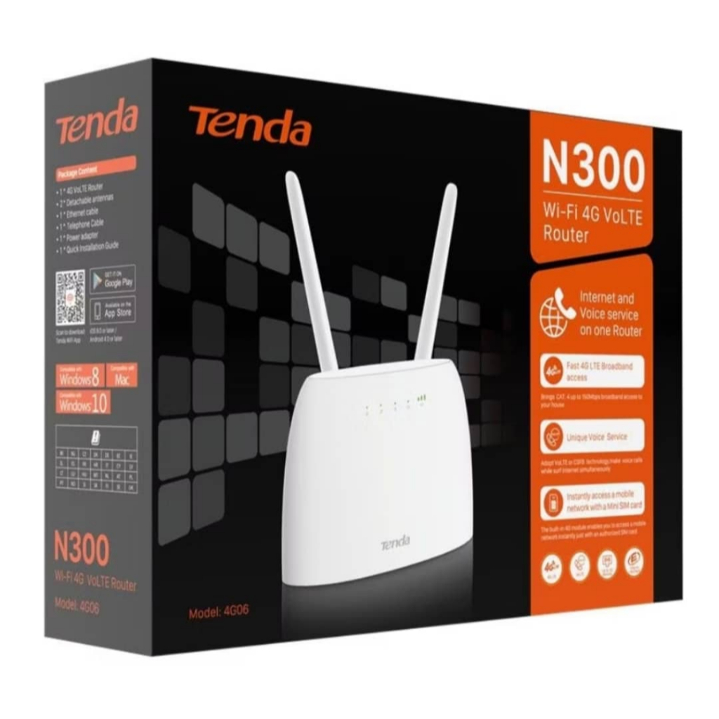 TENDA 4G06 4G LTE WIRELESS N300 WIFI MODEM ROUTER SIM CAN VOICE CALL ...