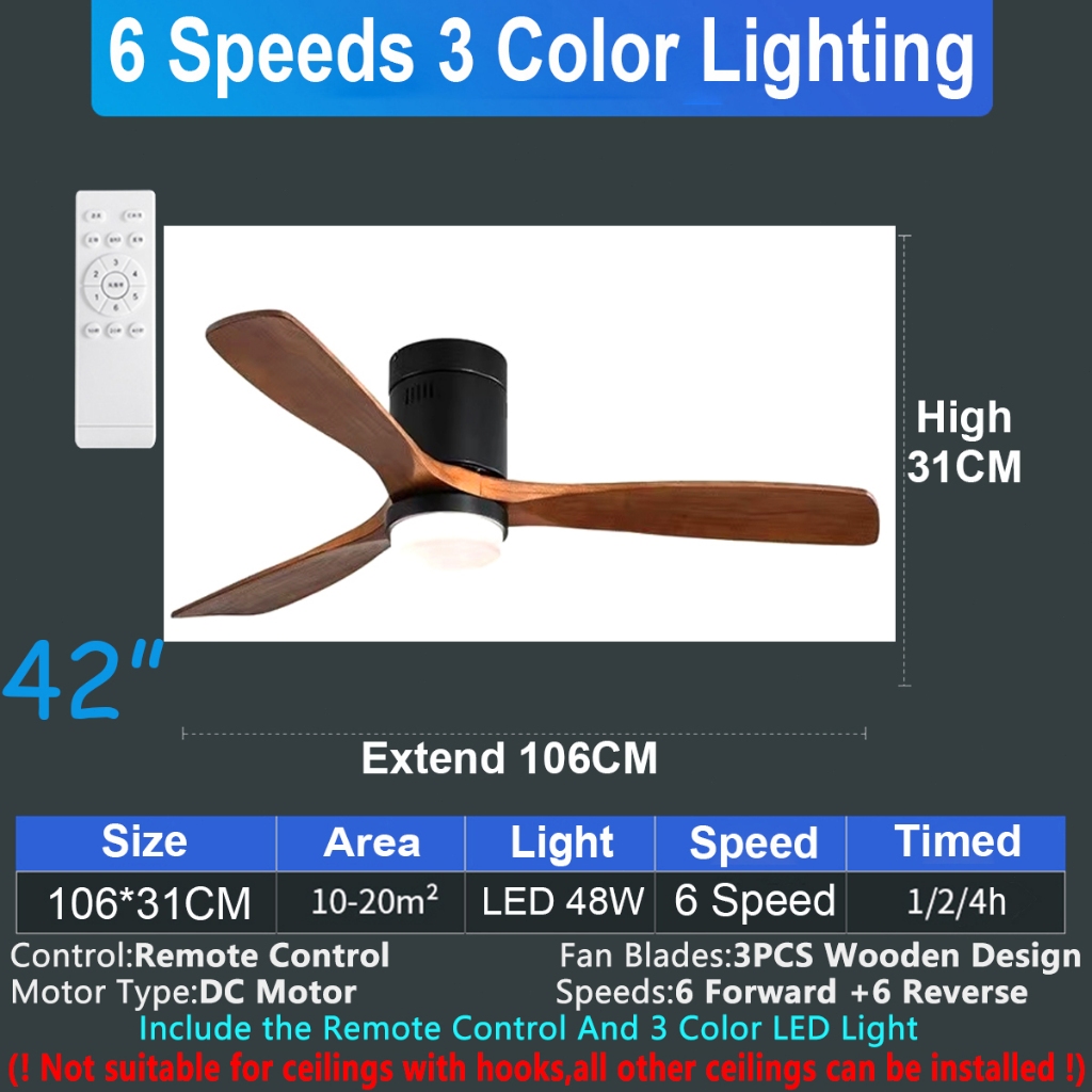 GOGEOUS 26 Inch Kipas Siling Mini Modern 5 Blade Baby Fan Ceiling Fan ...