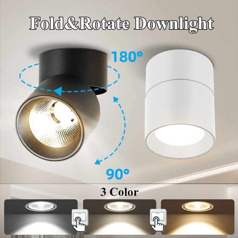 Led Downlight Surface Lampu Spotlight 3 Colors 7/10/15W COB Foldable ...