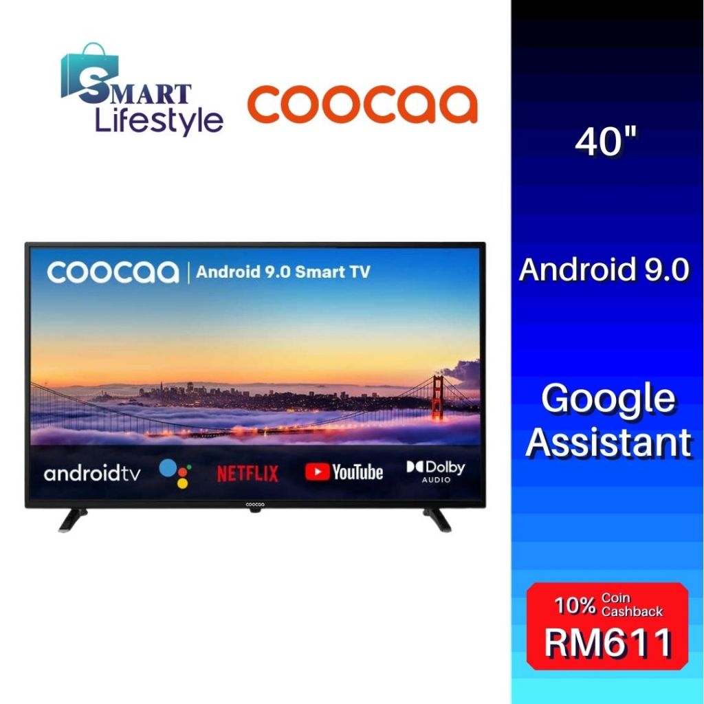 Coocaa Android 9.0 Smart TV Full HD LED Google Playstore Wifi (40 ...