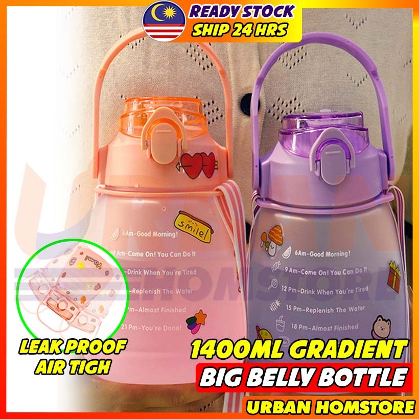 UBH Water bottle with straw Botol air viral 1400ML Free2d Sticker ...