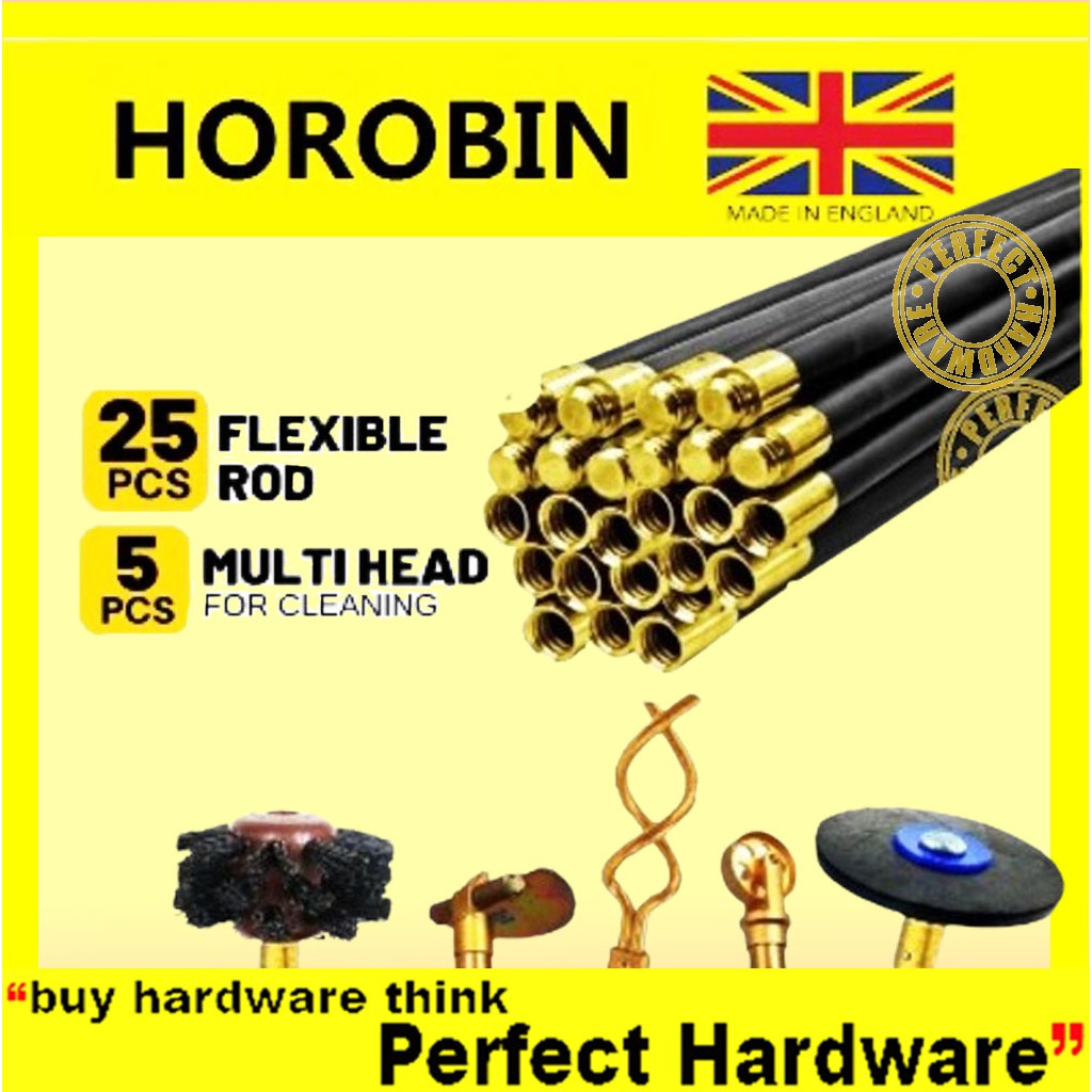 HOROBIN SEWAGE CLEANING ROD POLYPROPLENE 4 FT (25PCS) with 5 ...