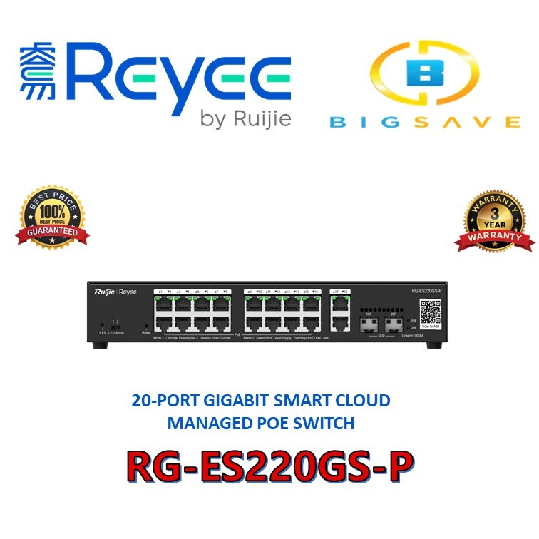 RUIJIE REYEE RG-ES220GS-P 20-PORT GIGABIT SMART CLOUD MANAGED POE ...