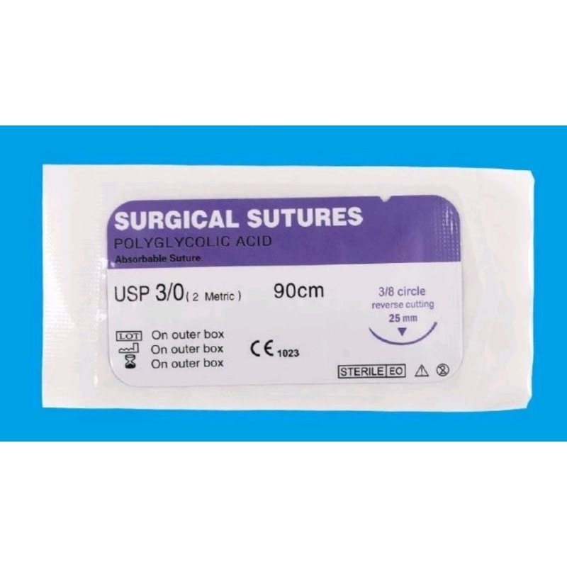 Absorbable 3/0 3/8 90cm Suture Needle Polyglycolic Acid suture needle ...