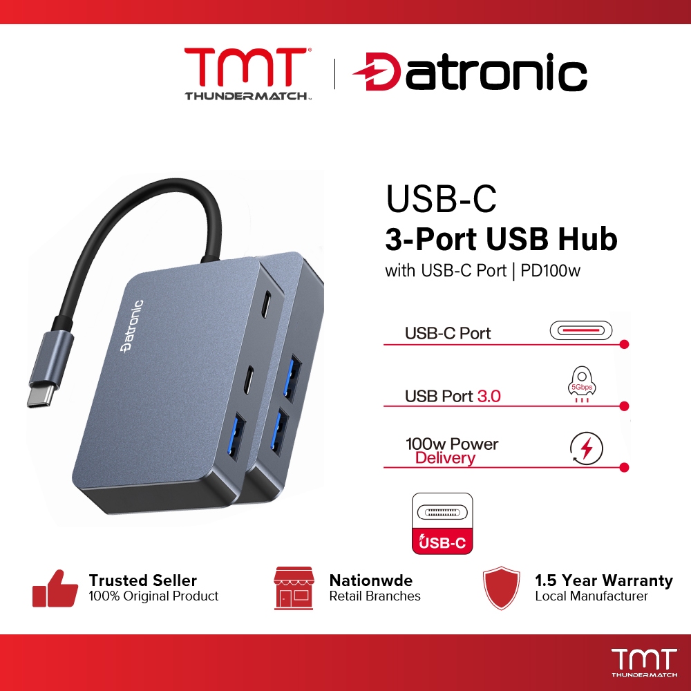 Datronic USB-C / USB 3.0 to USB 3.0 HUB with SD&Micro SD Card Reader ...