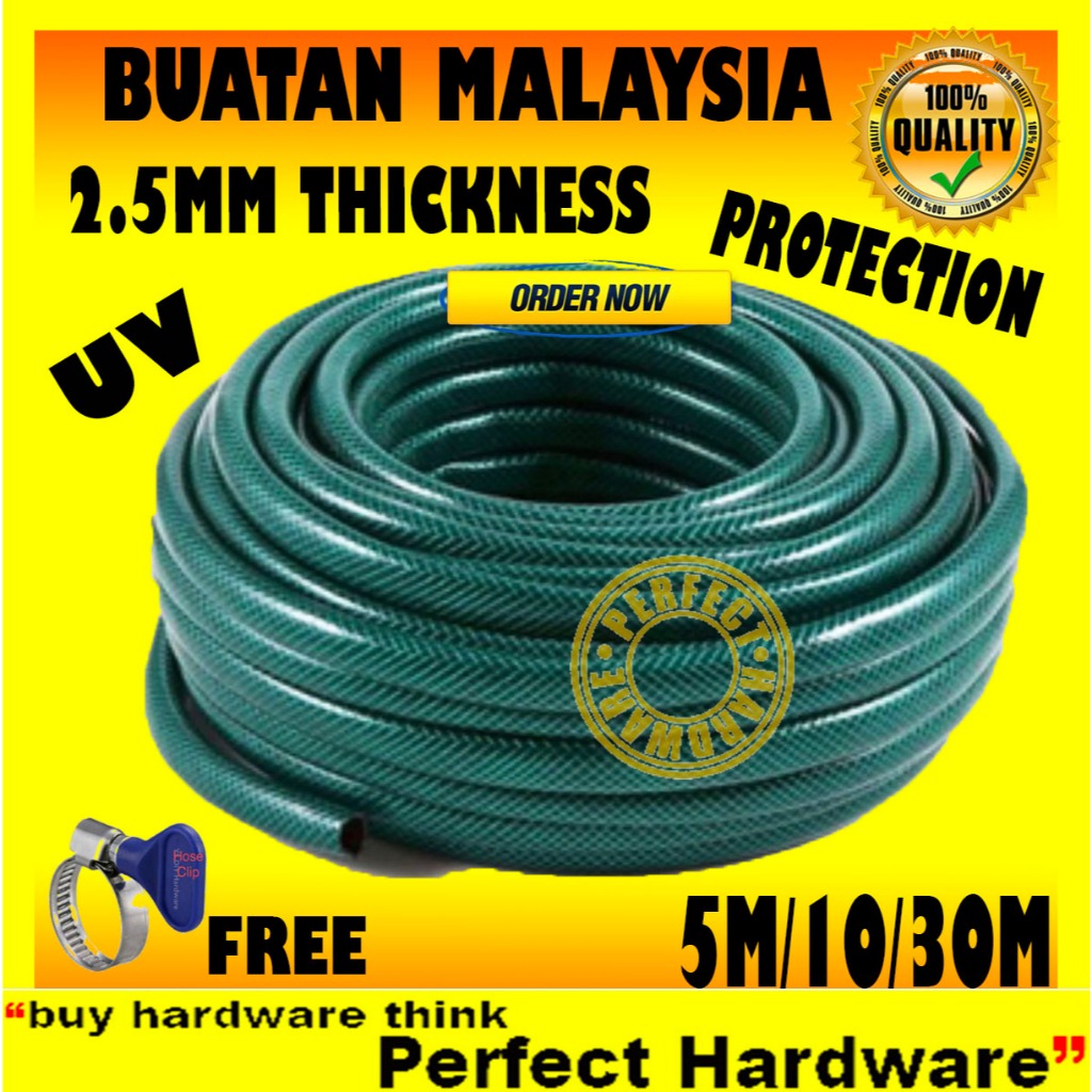 Made In Malaysia 100 % HEAVY DUTY & THICKNESS 2.5MM PVC GREEN GARDEN HOSE 5M/10M/30M . | Shopee ...