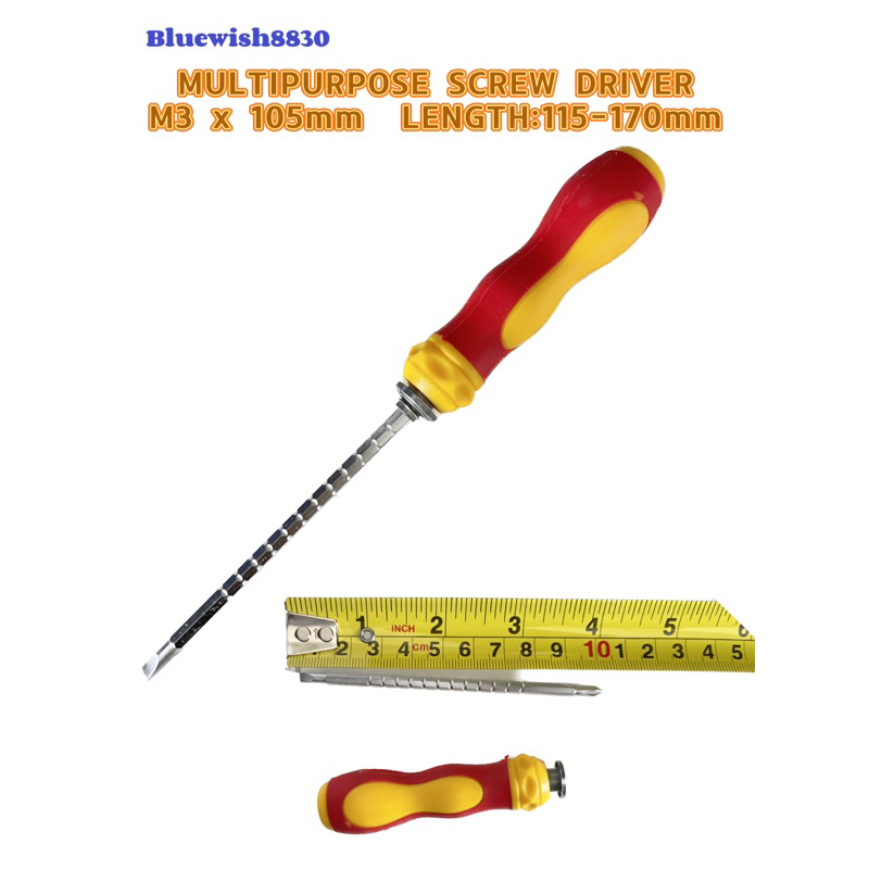 Magnetic Multipurpose Adjustable 2 Way Screw Driver M3 x 105mm | Shopee ...