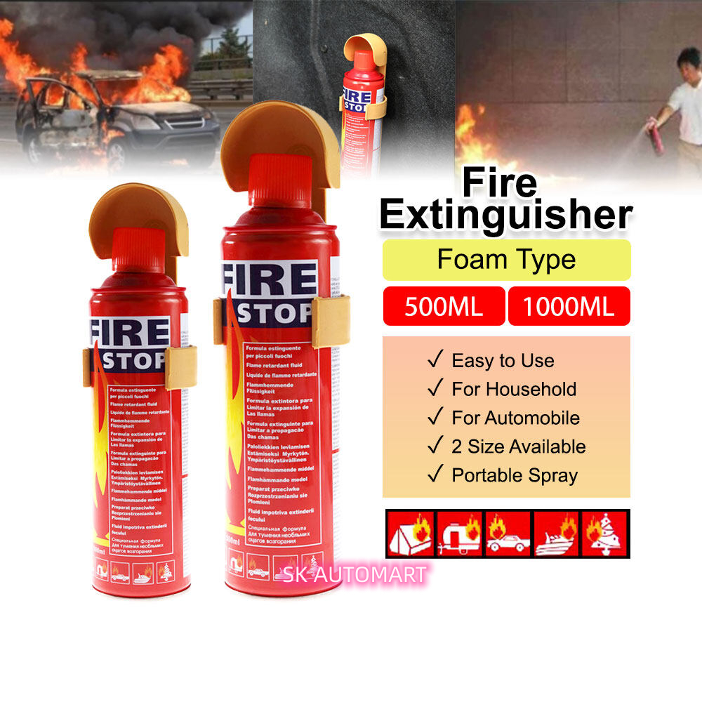 Portable Mini Car Fire Extinguisher Fire Stop Foam Spray Fire ...