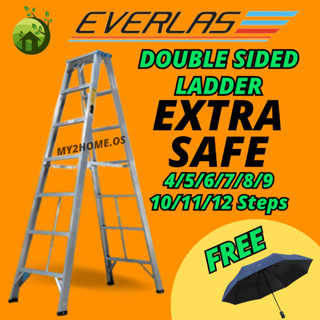 Aluminium Double Sided Ladder 4/5/6/7/8/9/10/11/12 Step Tangga EVERLAS ...